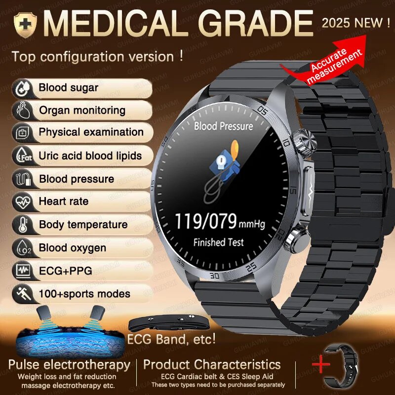 Умные часы GUHUAVMI, Black Steel B, медицинский класс 2023