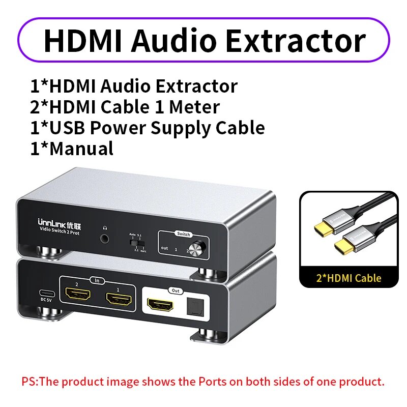 Unnlink HDMI аудиоэкстрактор 4K120Гц 2 в 1 EU Plug