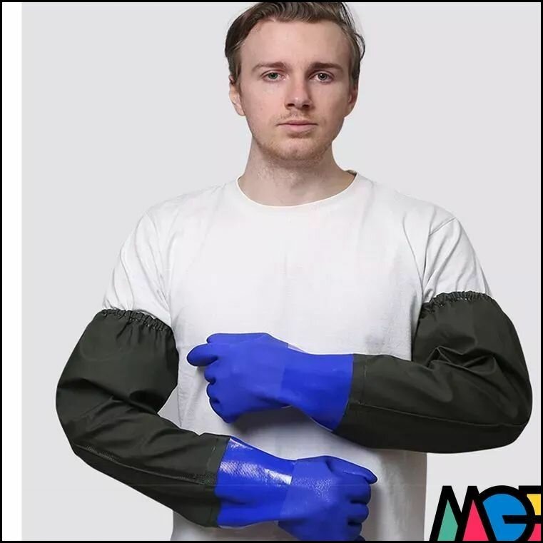 Перчатки резиновые для чистки овощей, рыбы/перчатки резиновые/Водонепроницаемый длинный рукав. синий