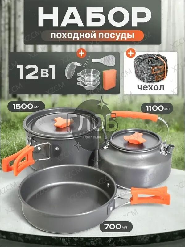 Набор посуды туристический походный для пикника