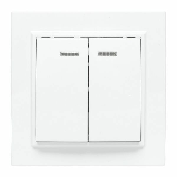 Выключатель 2-кл. СП Минск 10А IP20 с индикатором бел. Basic EKF ERV10-123-10