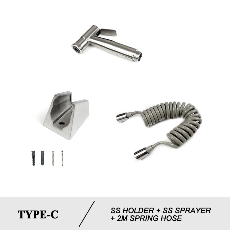 Портативный распылитель для биде Bonderis из нержавеющей стали C Set with PVC Hose