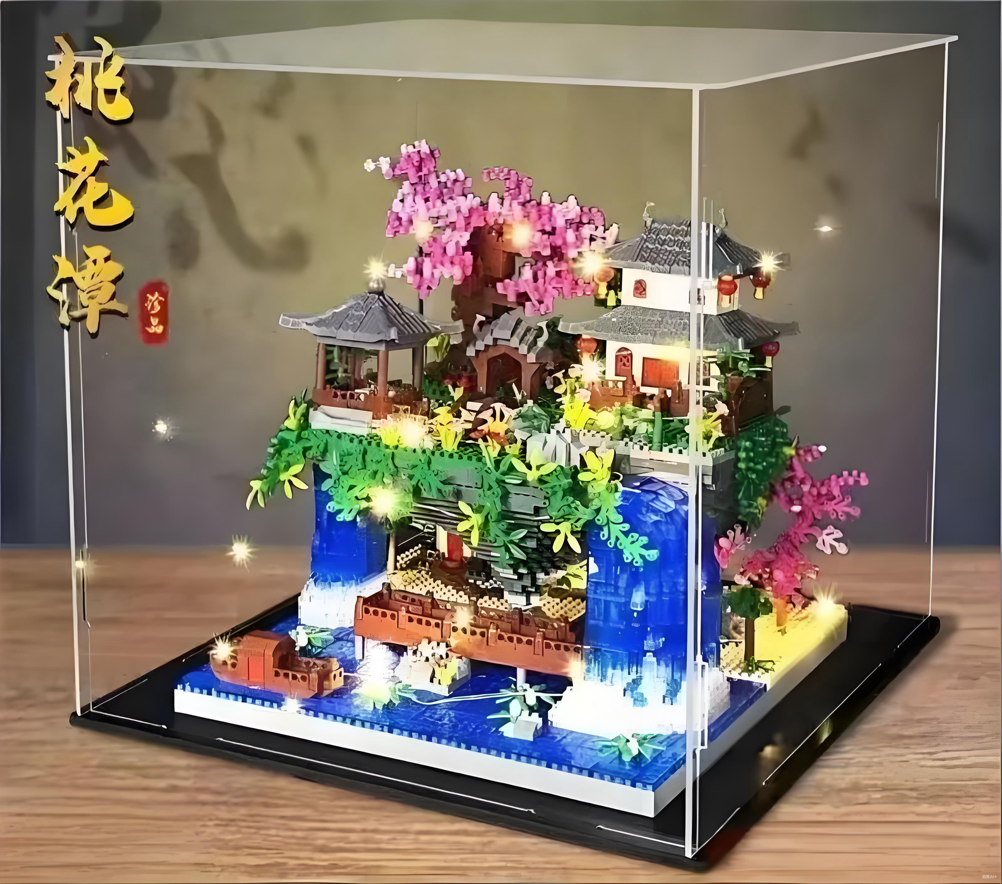 Конструктор пластиковый/Сказочный павильон/Домик на дереве с сакурой+Акриловая коробка