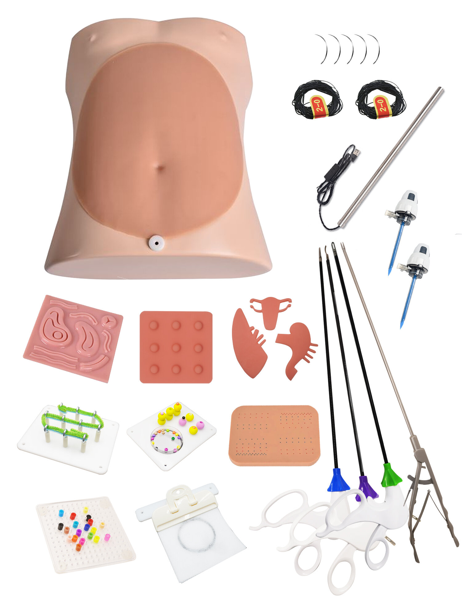 Лапароскопический тренажер Модель включает 4 инструмента, 10 учебных блоков и камеру с углом обзора 0/30 градусов.