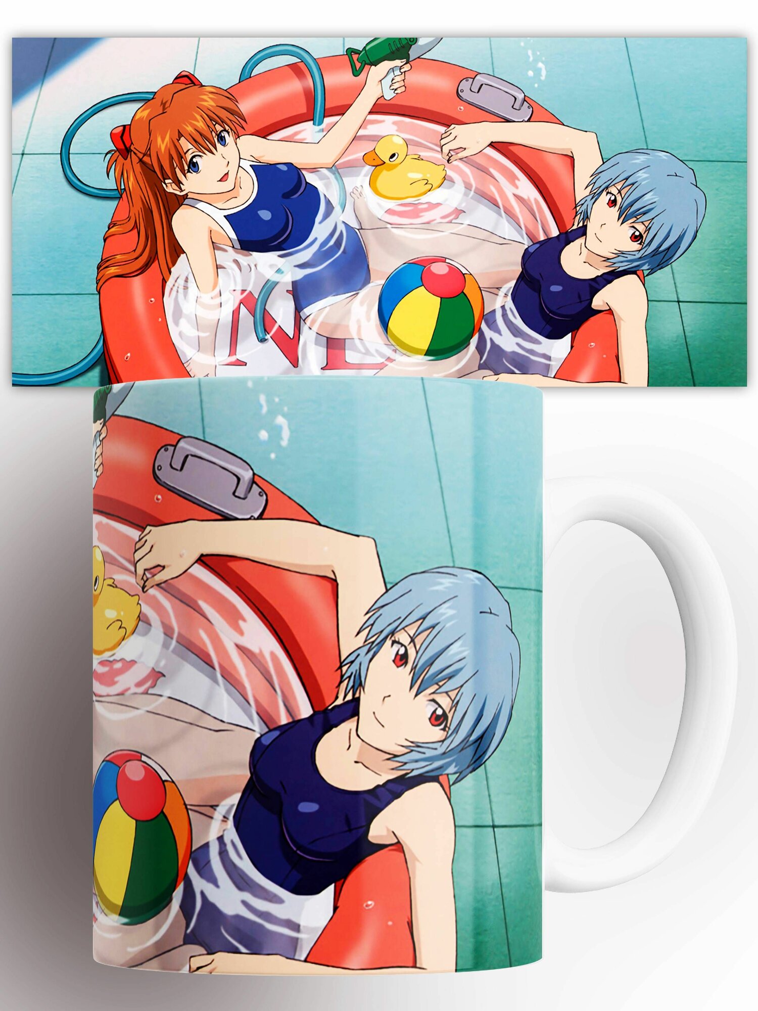 Кружка аниме Евангелион Аска Лэнгли и Рей Аянами Evangelion 330 мл