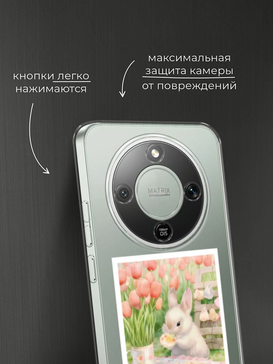 Чехол на Honor X9d / Хонор X9d с принтом Кролик на пикнике, прозрачный — фото 1