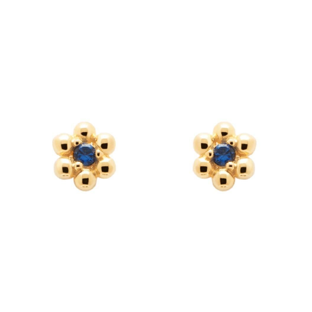 Серьги пусеты, серебро, 925 проба, золочение, кристалл