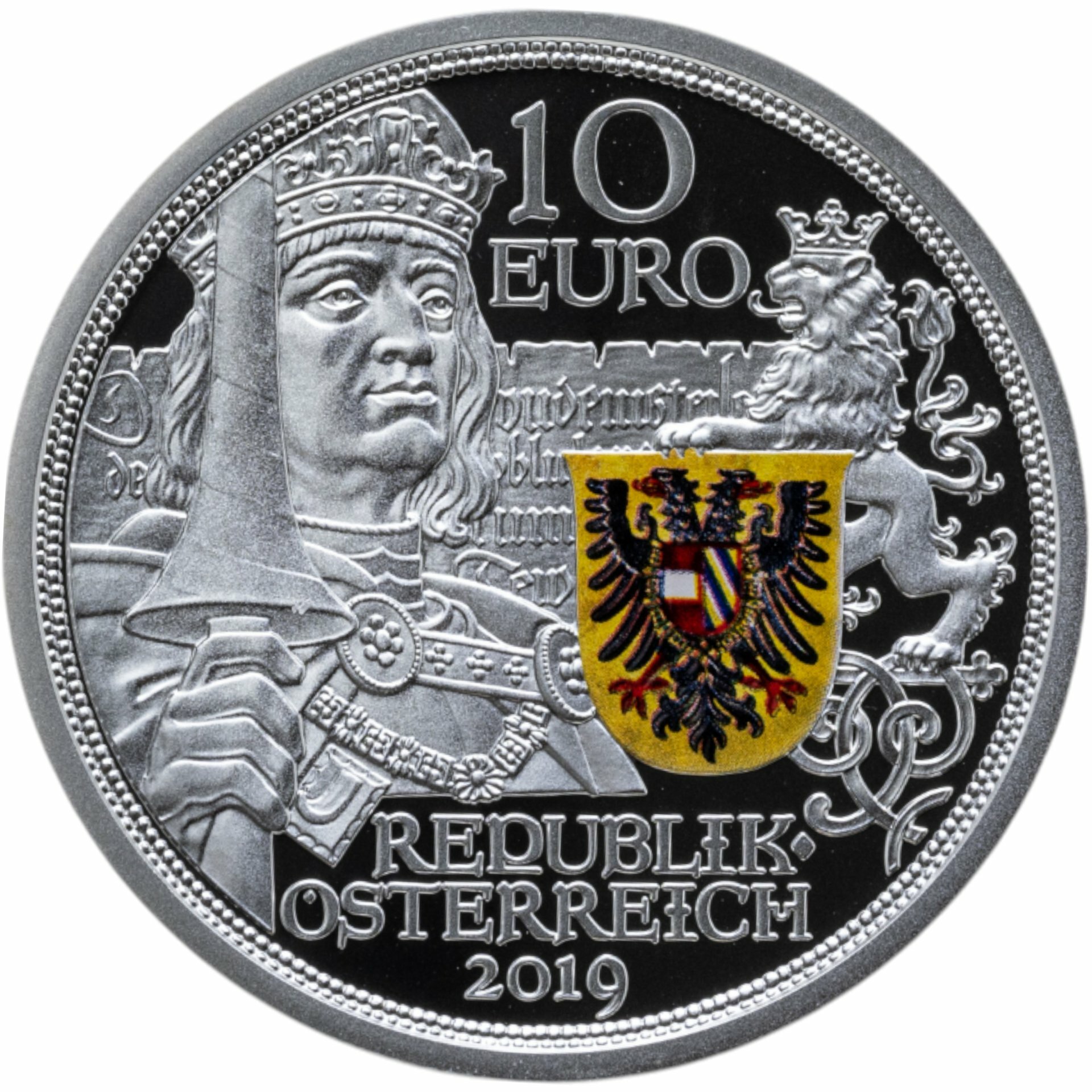 Австрия 10 евро 2019 "Рыцарские истории - Рыцарство, Благородство" в футляре с сертификатом, Серебро 925, в сохранности Proof