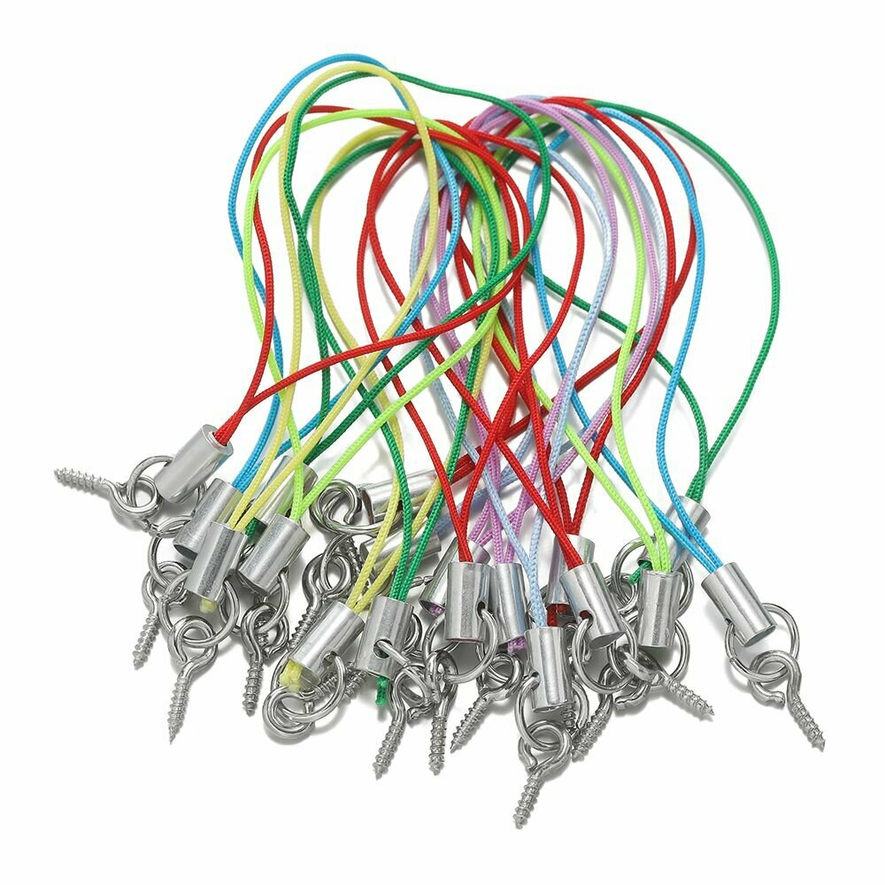 Набор фурнитуры для брелков 50 штук, кольца и винтовые штифты разноцветные, комплект для изготовления ключей и аксессуаров своими руками