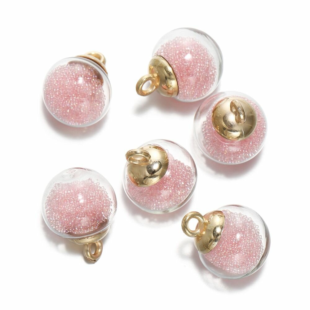 Хрустальные бусины/шармы с блестками внутри для рукоделия, творчества, украшений, сумок, 10 шт.