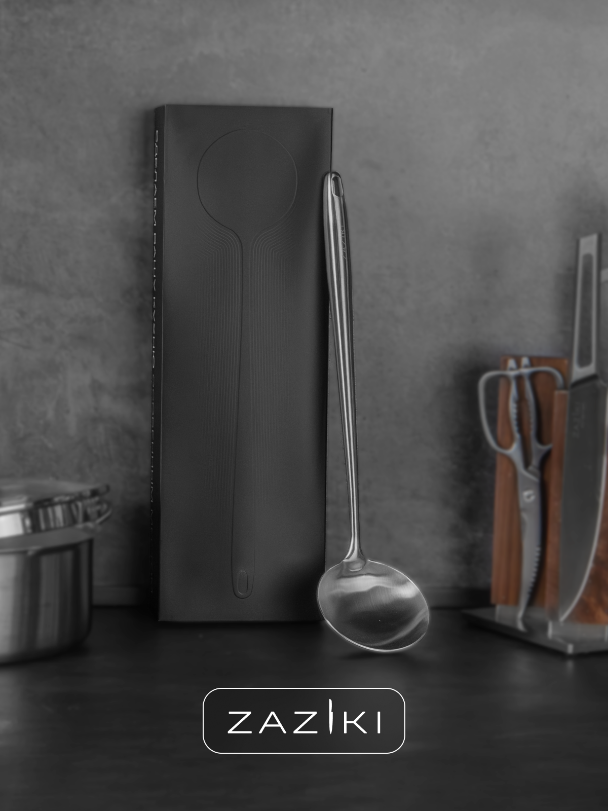 Половник кухонный металлический, из нержавеющей стали ZAZIKI Esthete