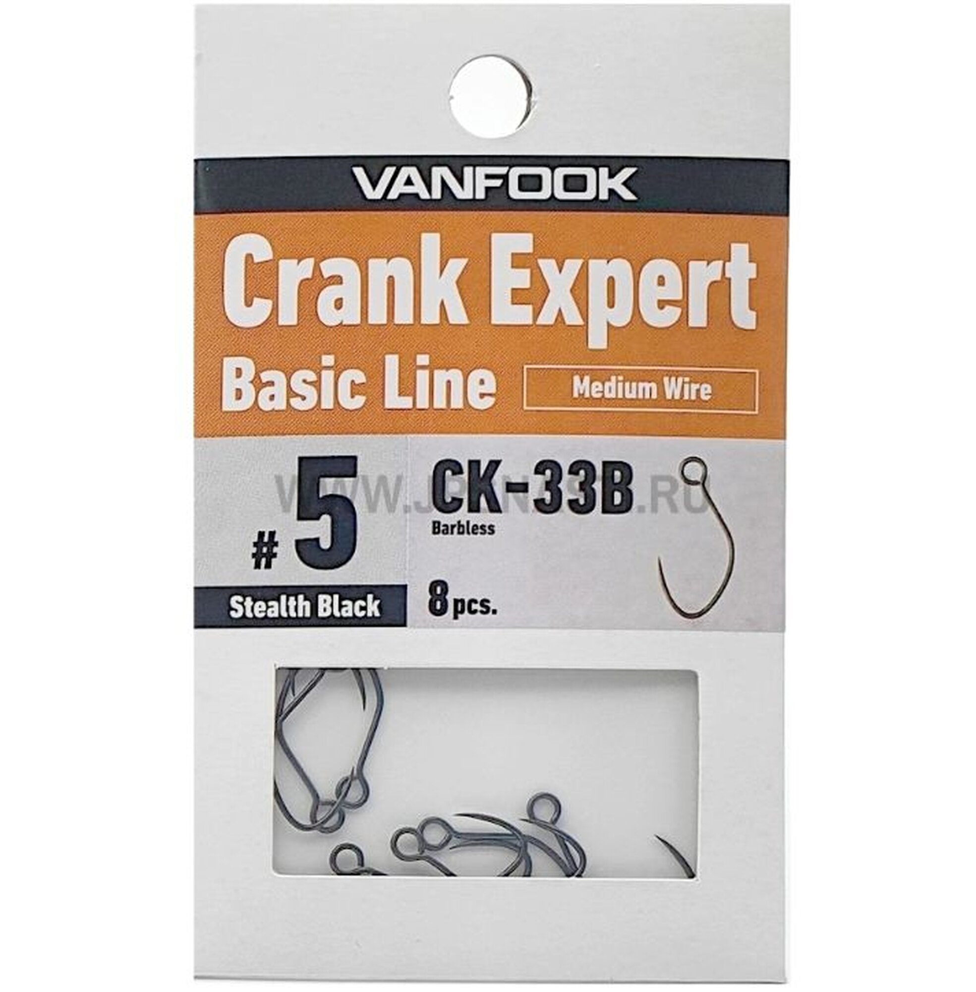 Одинарные крючки для рыбалки Vanfook CK-33B, Stealth Black, #5 / Японские крючки ВанФук
