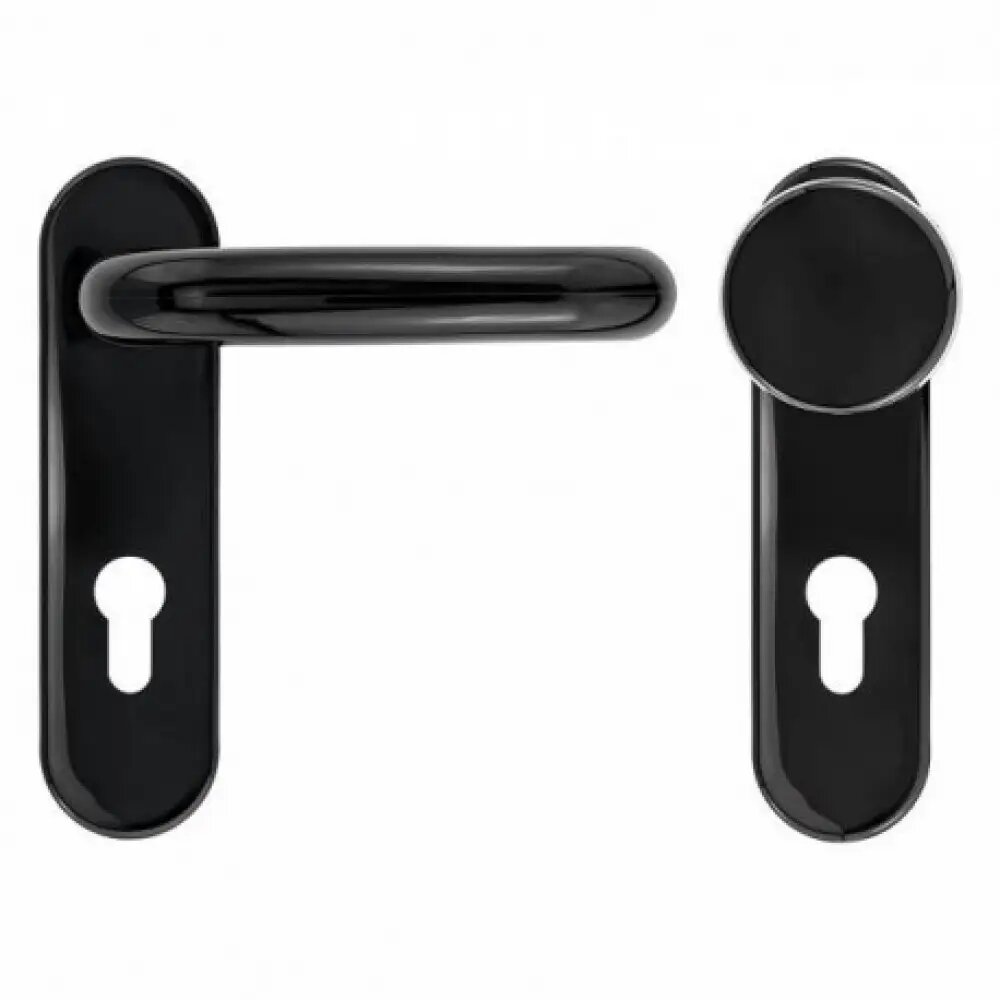 Комплект дверных ручек Hormann (454685) D-110 / K-130 с короткой накладкой, чёрный