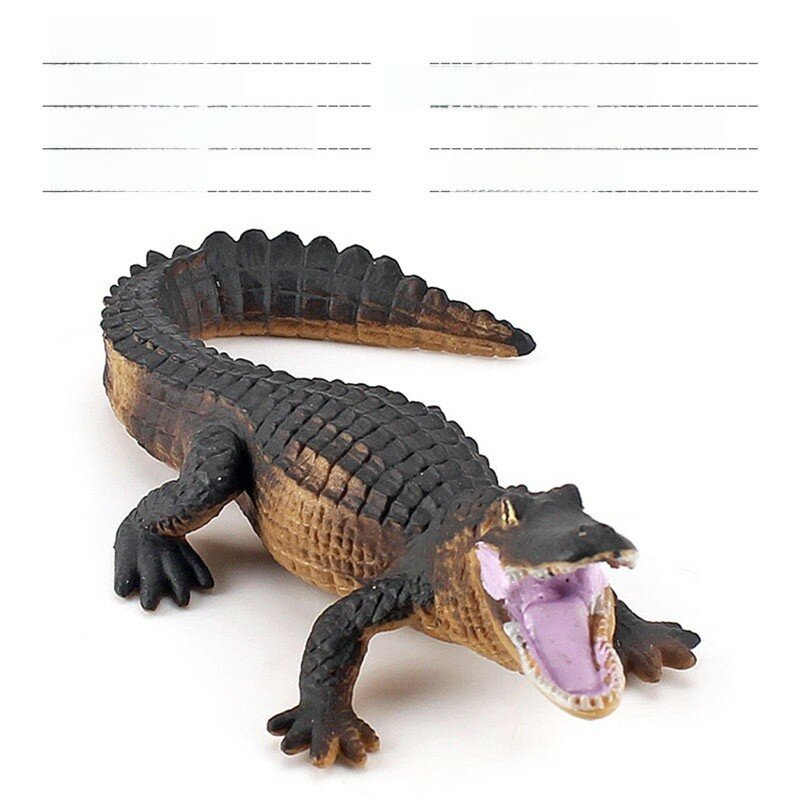 Realistic pvc crocodile model with static animal figures for educational display style b