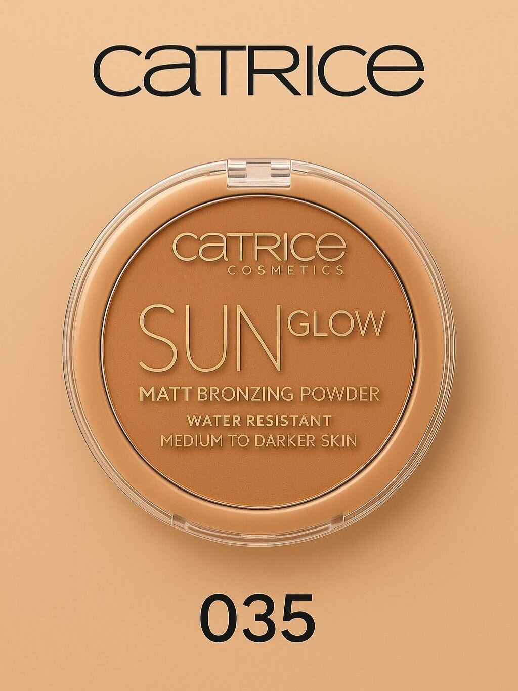 Пудра-бронзер компактная для лица CATRICE SUN GLOW MATT тон 035 с эффектом загара