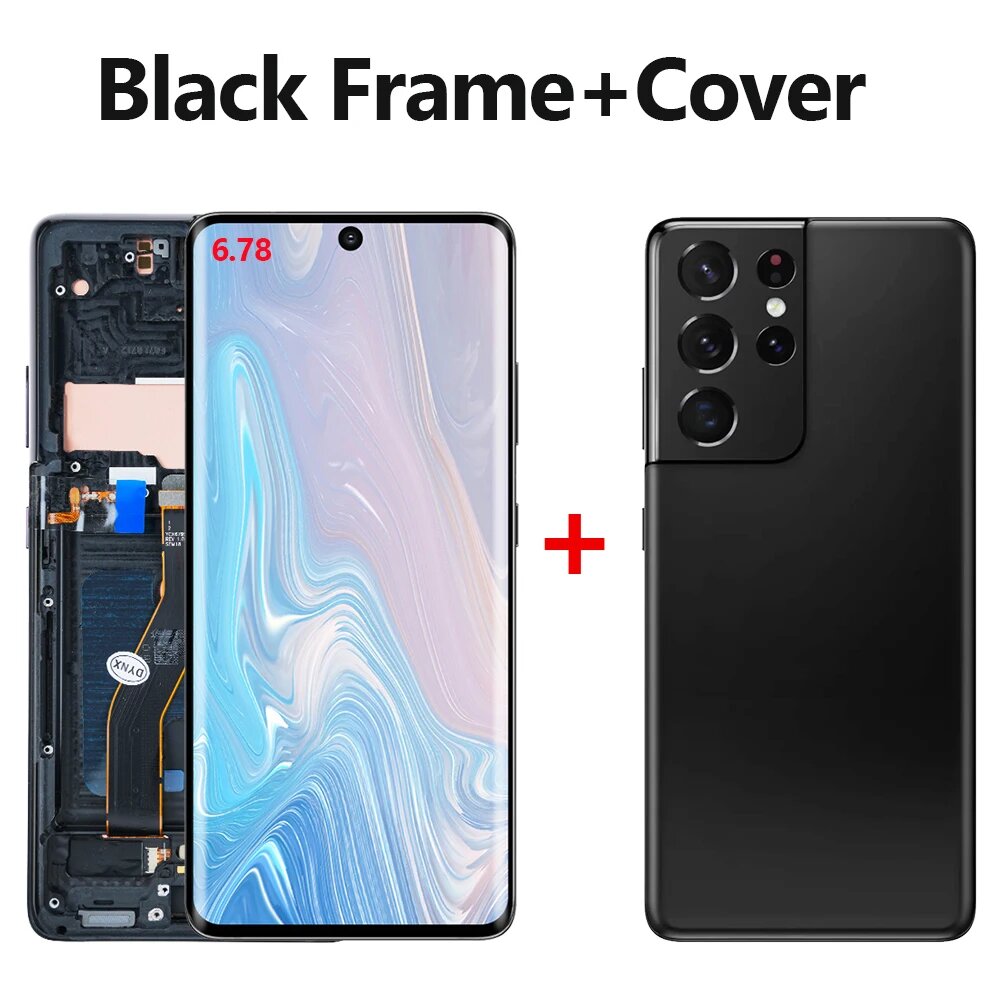 6,78 "Super AMOLED для Samsung S21 Ultra 5G G998 G998U Дисплей с сенсорным экраном и дигитайзером для Samsung S21Ultra G998B ЖК-дисплей 6.78 Black Kit