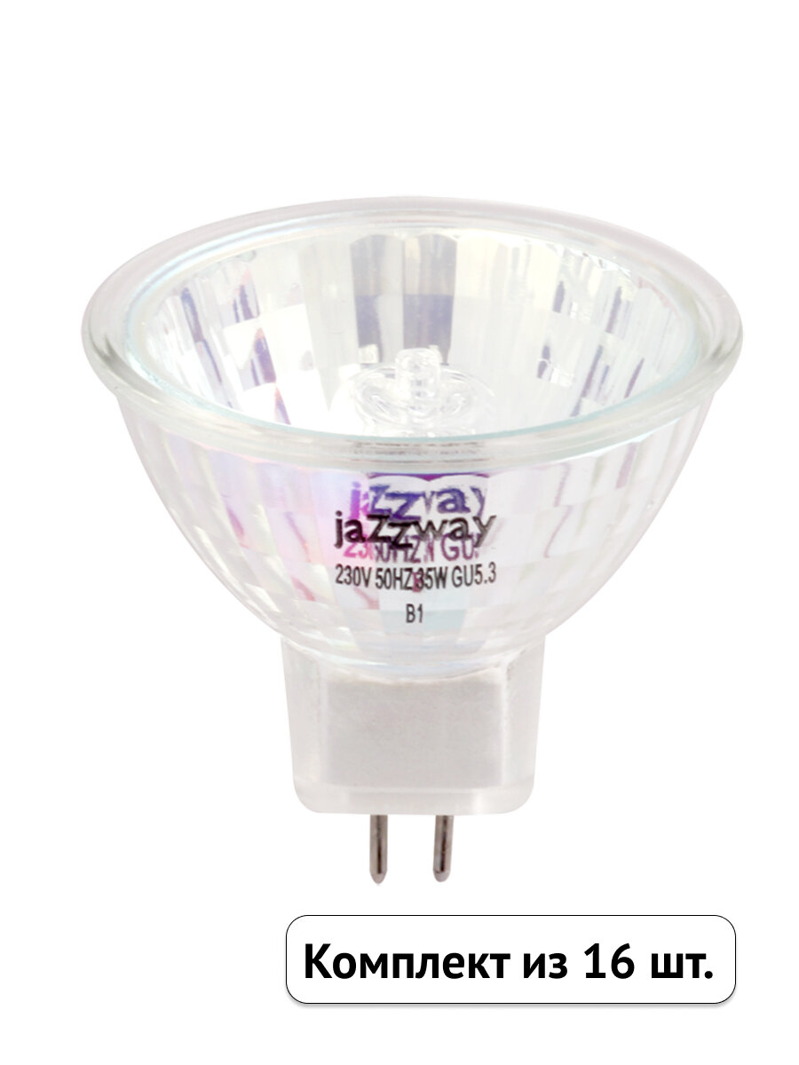 Лампочка галогеннаяа Jazzway PH-JCDR 35Вт, 220-240В, GU5.3, зеркальная, для спотов MR16 (комплект из 16 шт.)