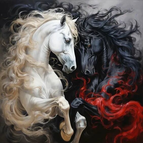 Алмазная Мозаика "две Лошади" 40*50 См, Безрамная, Идеальна Для Дома, Украшения, Подарков.