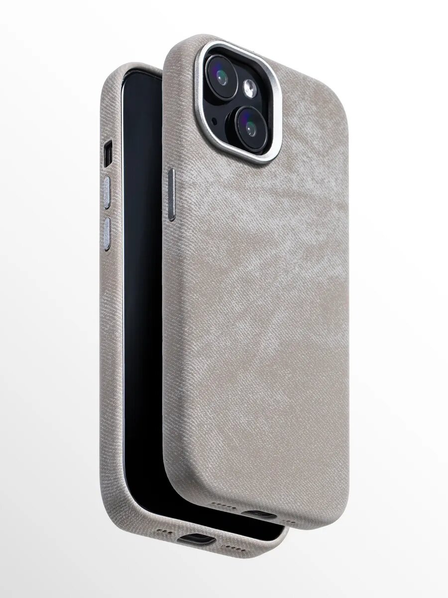 Чехол О'Кейси "Пинтерест", для iPhone 15, защита камеры, серый
