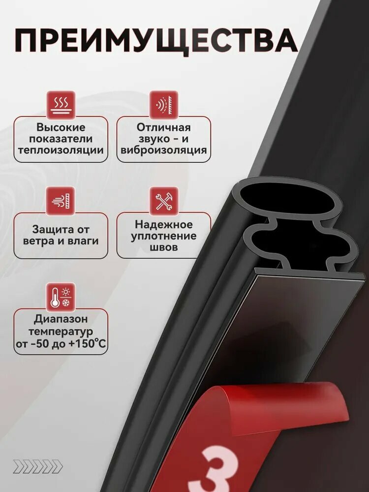 Самоклеящийся уплотнитель для дверей 10*15 утеплитель — фото 1
