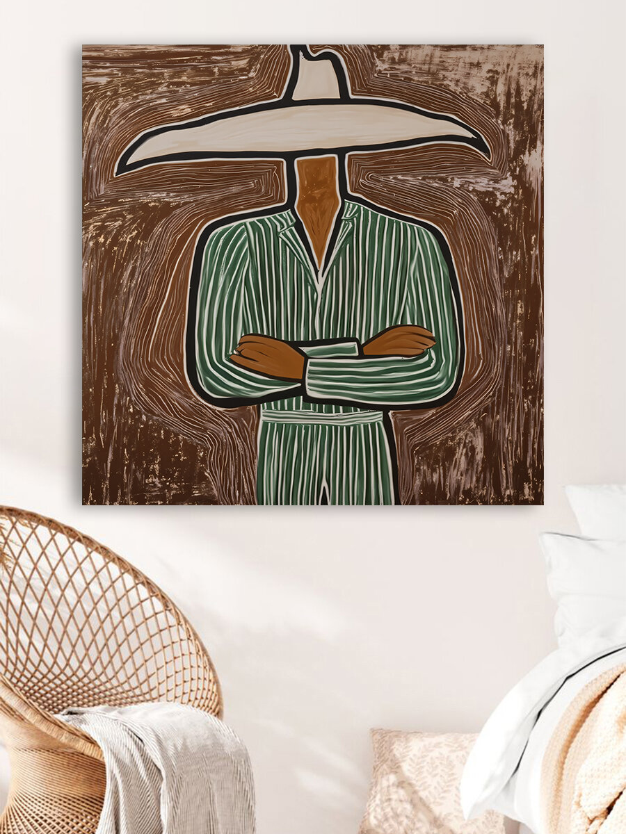 Картина на холсте - "Абстрактный минимализм с эффектом 3D, бетон, штукатурка (картина плоская печать на холсте)", 40х40 см.