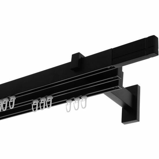 Карниз профильный LM Decor Флэт Лайн Кросс трехрядный 1,6 м, Черный матовый