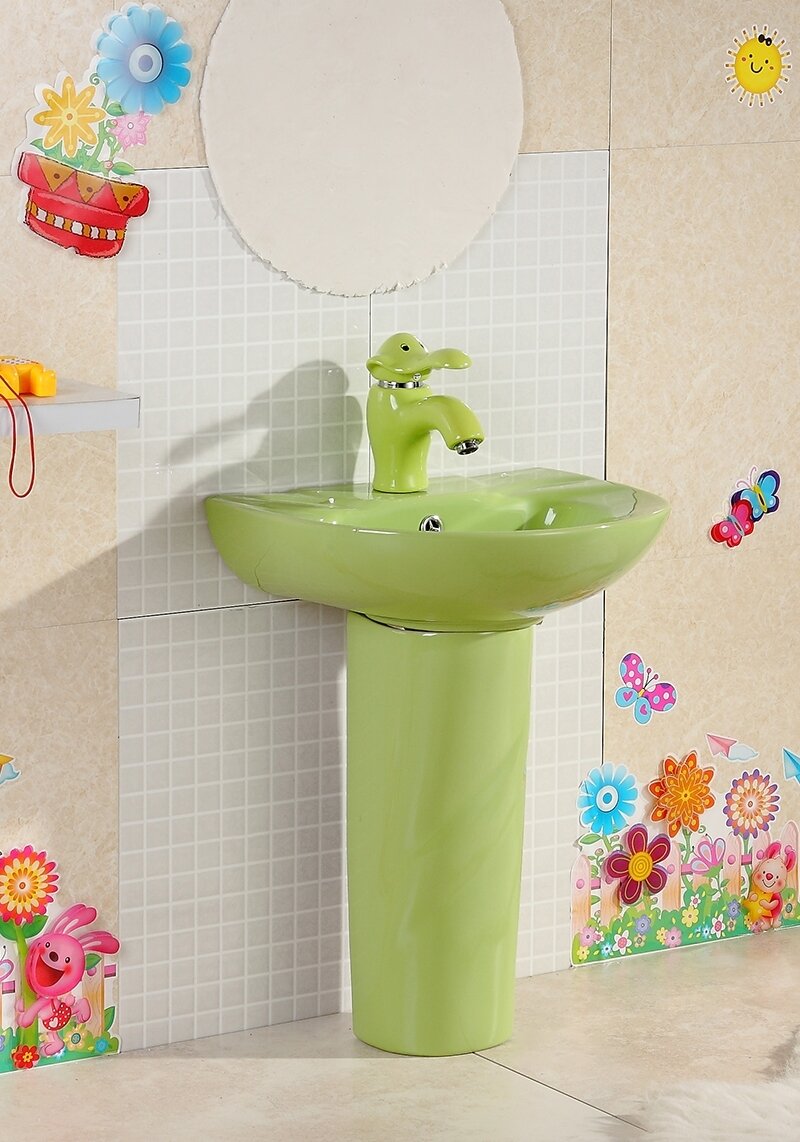 Раковина на пъедестале GID Aventura Nb192-G 43x36 детская, зеленая глянцевая, полукруглая, керамика