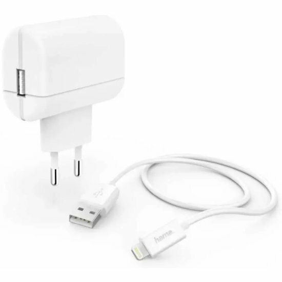 Сетевое зарядное устройство Hama H-183265 12Вт, с кабелем USB - Lightning, 2.4A белый (00183265)