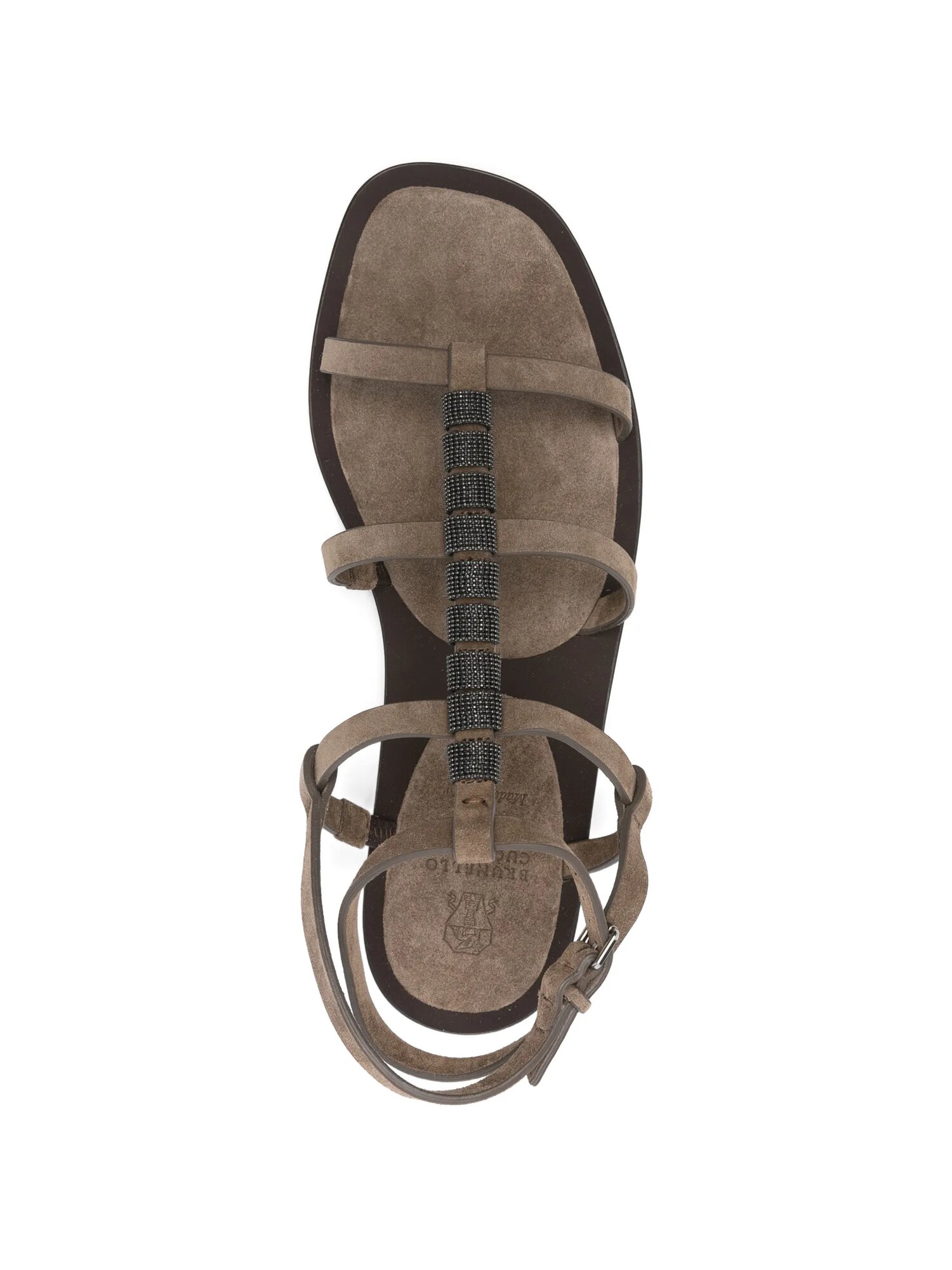 Босоножки BRUNELLO CUCINELLI Beaded strappy sandals, размер 39,5, коричневый — фото 1