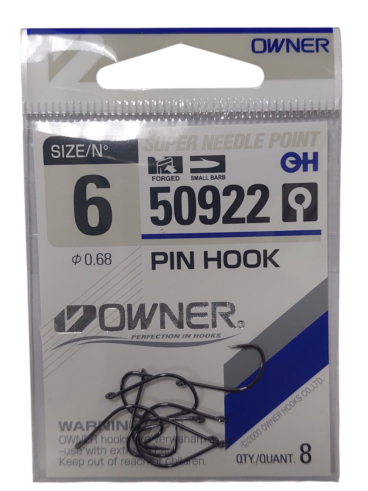 Крючки OWNER 50922 PIN HOOK (BC) №6 черн (8шт. пак)