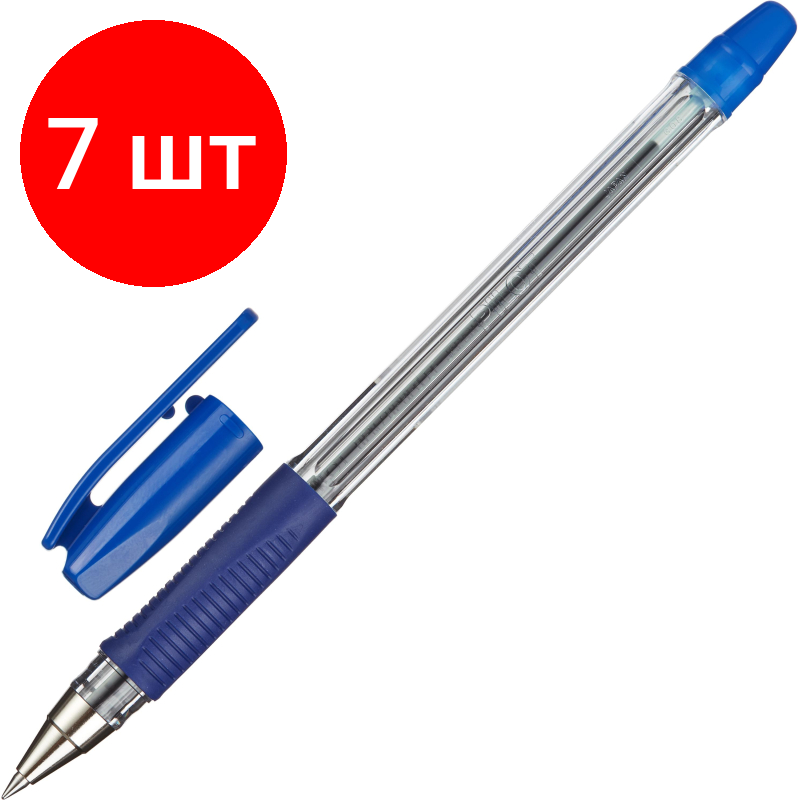 Комплект 7 штук, Ручка шариковая неавтомат. PILOT BPS-GP-EF рез. манж. син 0.18мм