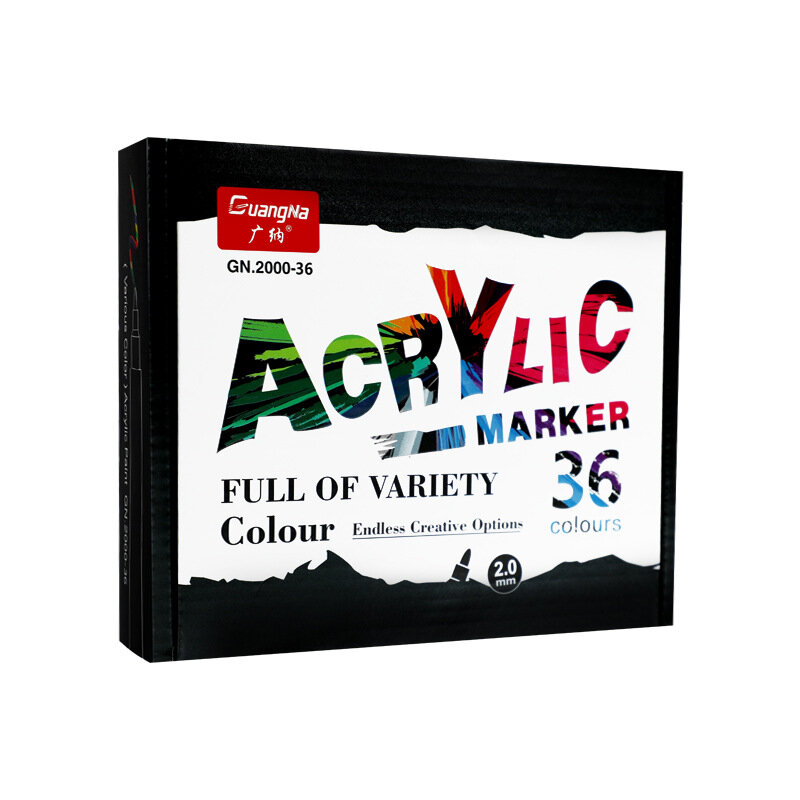 2026 Новейший маркер Guangna 2000 из акрила для рисования на теле, керамической декорации, DIY альбома, черной карты, граффити, водорастворимый маркер