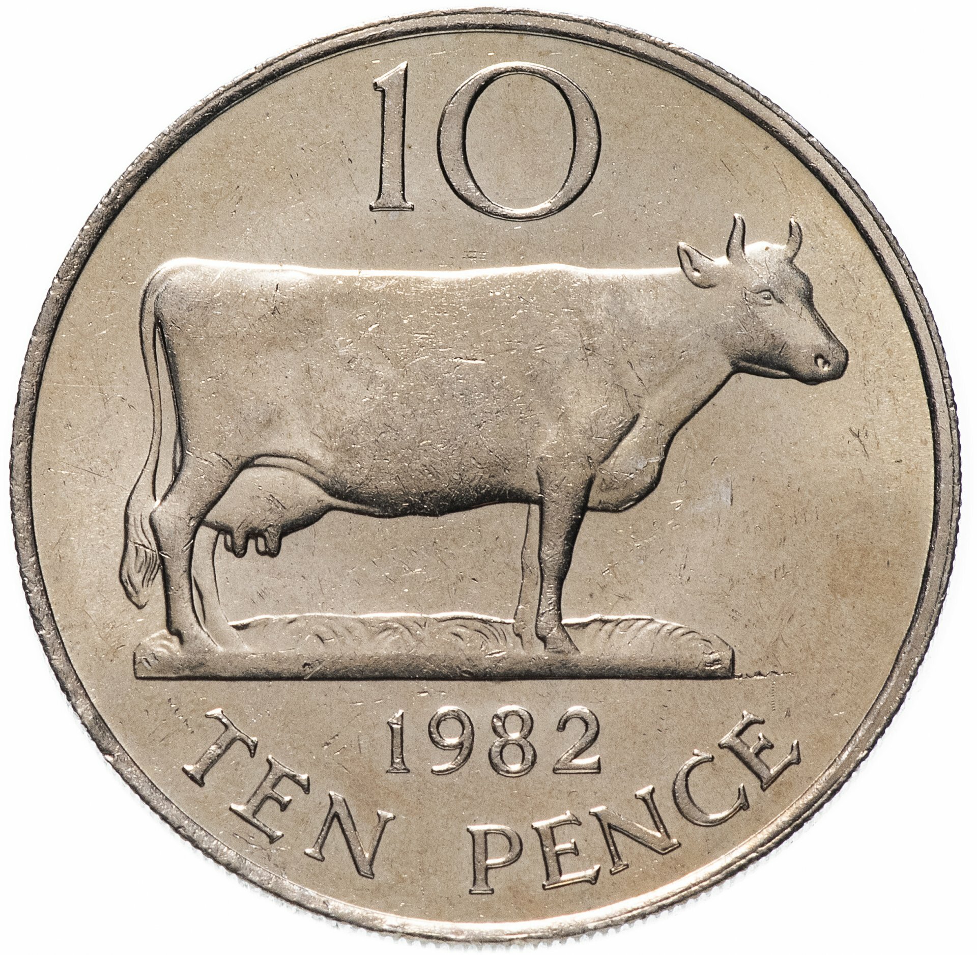 Гернси 10 пенсов pence 1982, Мельхиор медь-никель, в сохранности AU-UNC