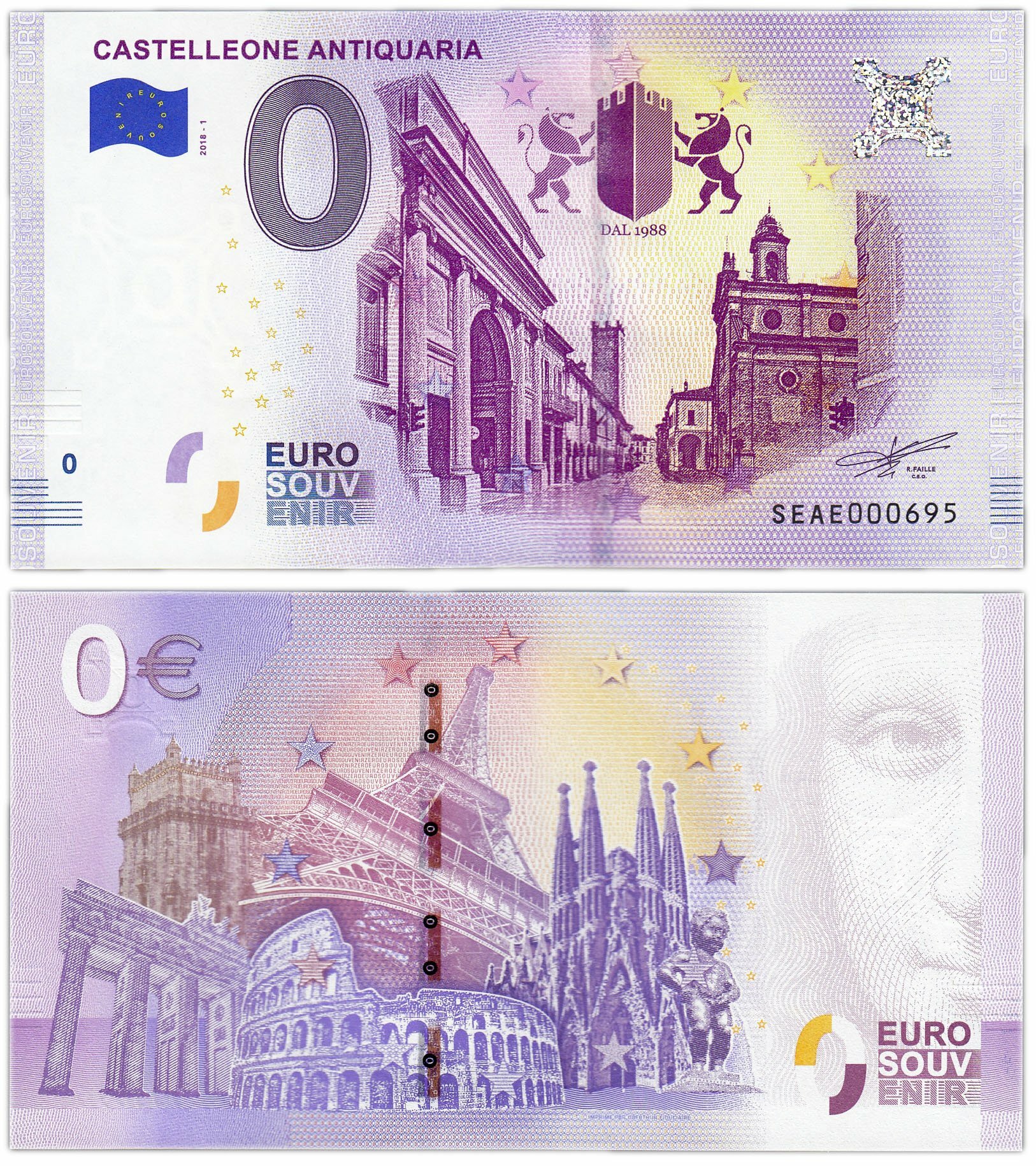 0 евро euro "Антикварный рынок в Кастеллеоне" 2018 1-серия SE AE-1