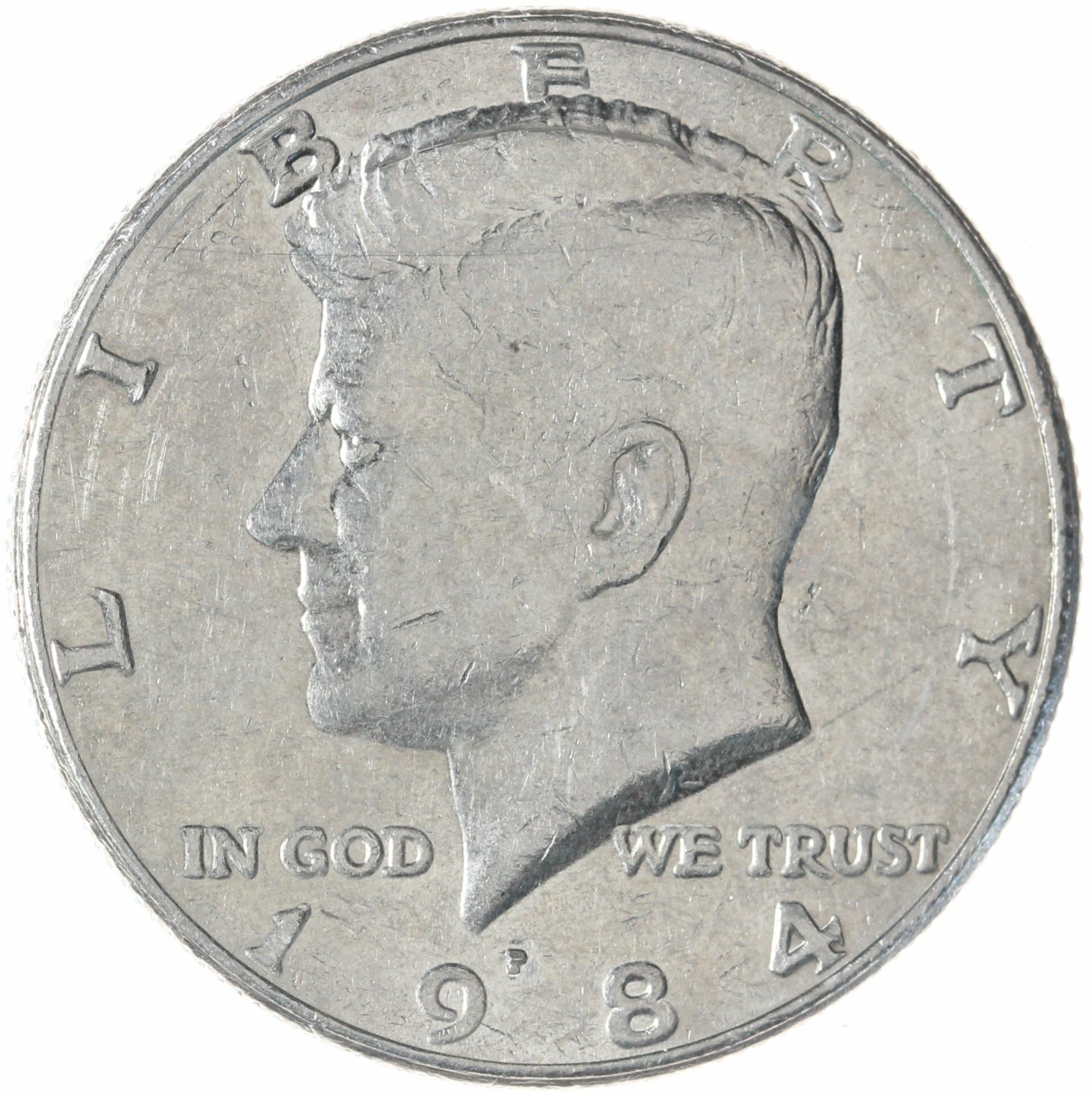 США 50 центов 1/2 доллара, half dollar 1984 P Kennedy Half Dollar Кеннеди знак монетного двора "P" - Филадельфия, Медь, в сохранности XF