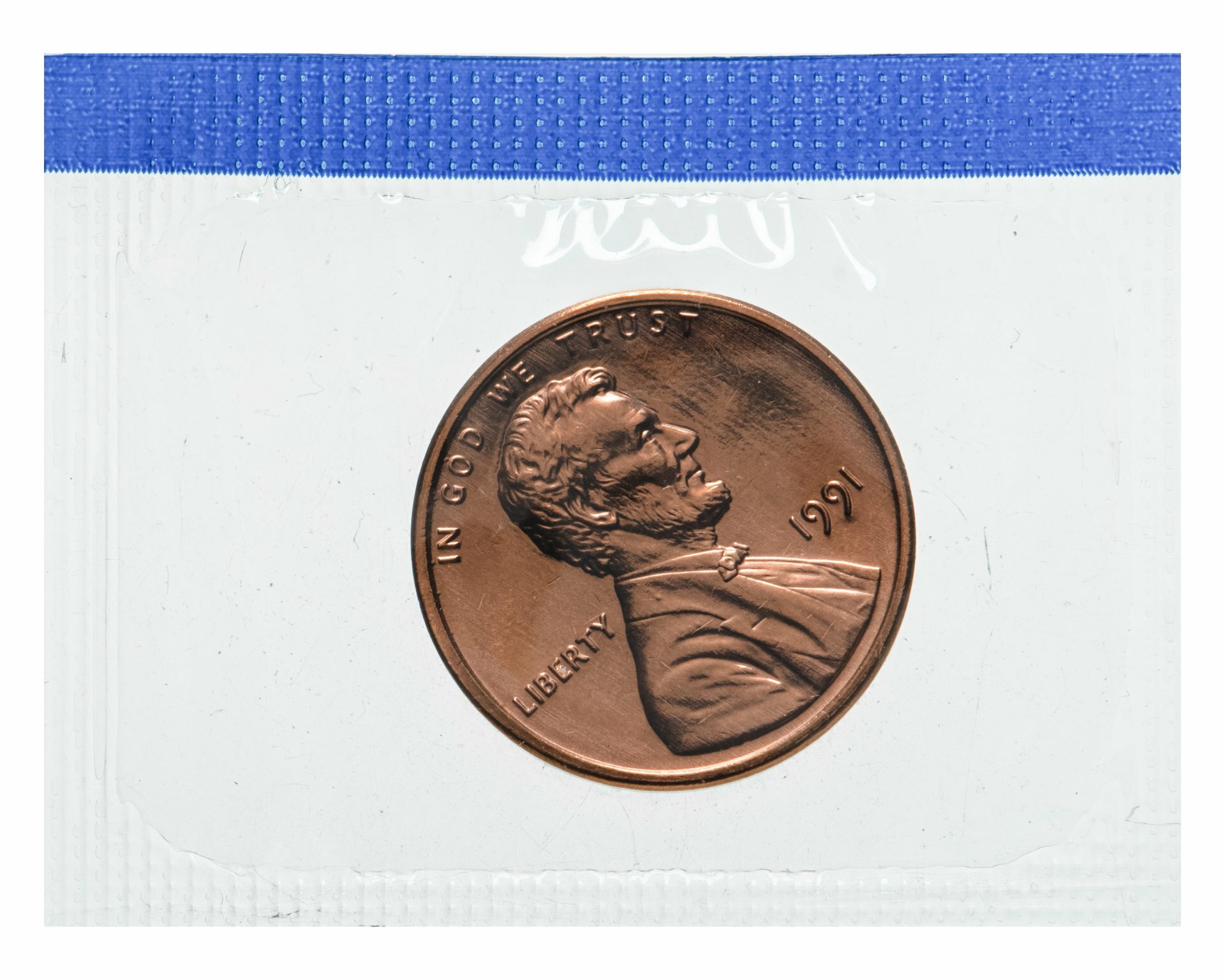 США 1 цент cent 1991 "Lincoln Cent" наборная, Цинк, в сохранности UNC
