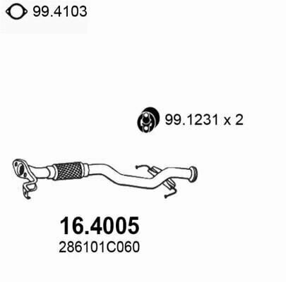 Труба выхлопного газа ASSO 16.4005, Opel Getz TB 1.3 02-04