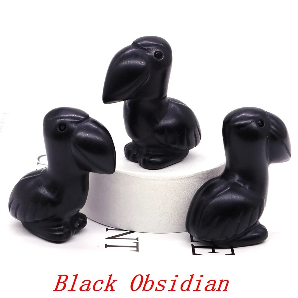 Фигурка туканов из натурального камня 1pcs, Black Obsidian
