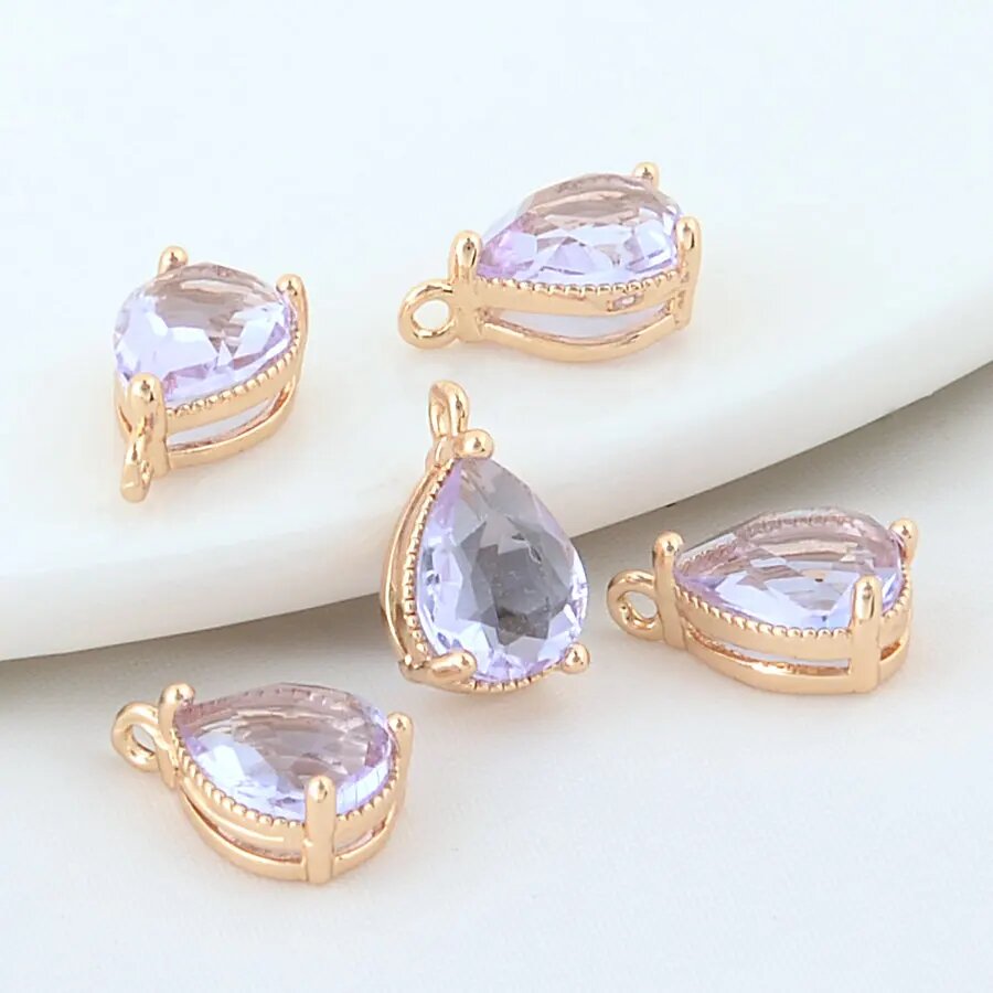 Латунные подвески-капли Florainer Tina, золотистые, 10 шт. Purple Color