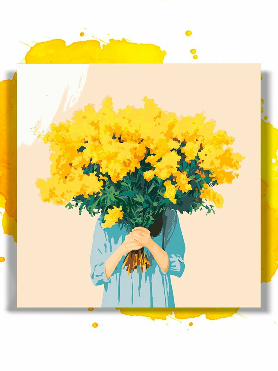 Картина по номерам на холсте Букет мимоз, 40 х 40 см