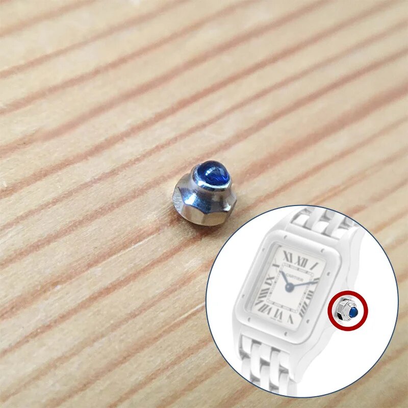 Стальная сапфировая заводная головка для часов Cartier Panthere 1320 gold color