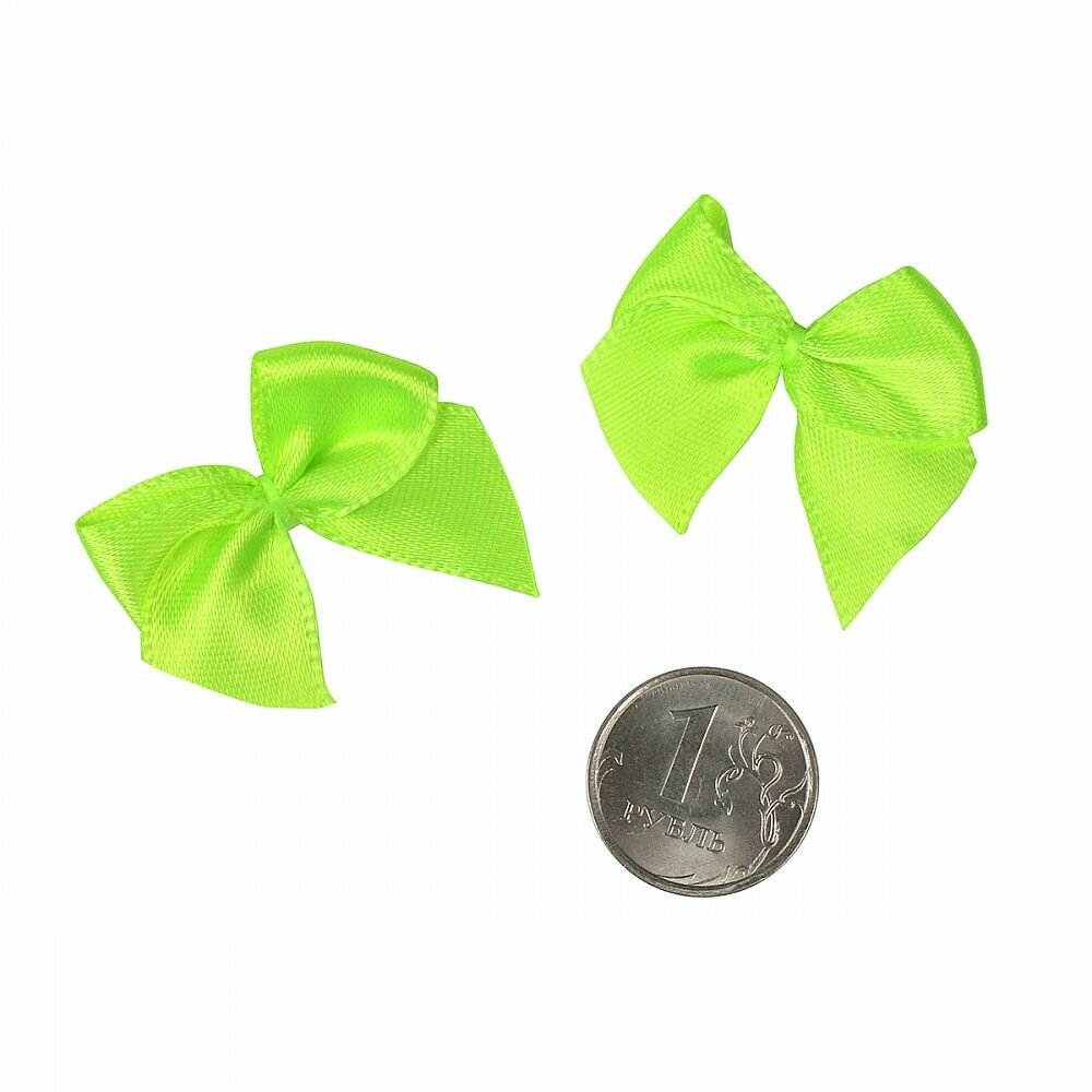 Бантики пришивные TBY для нижнего белья 1,5 см, зеленый лайм A3208 упаковка 100 шт