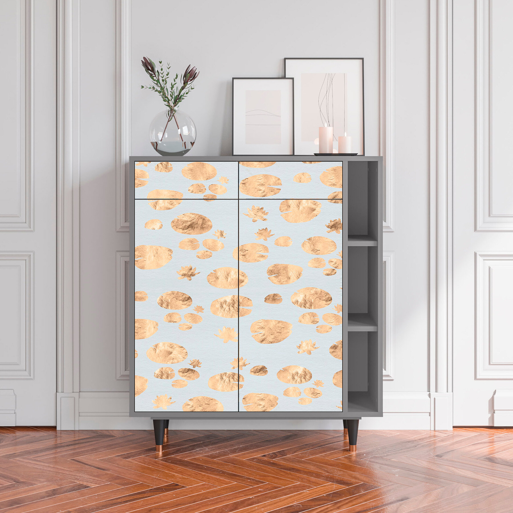 Комод - STORYZ - BS6 Blue Giraffe, Размер - 94 x 110 x 41 см, Цвет корпуса - , Серый