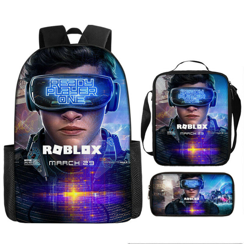 Сумка школьная трех частей / Roblox /с чехлом для карандашей и сумка мессенджер