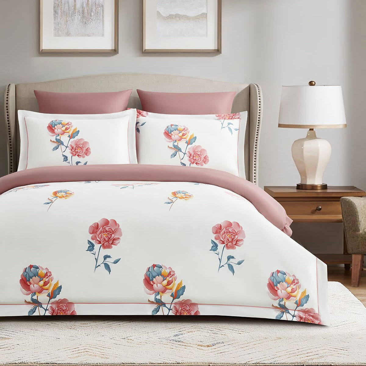 Постельное белье комплект 2 спальный Евро Arya Exclusive Rainbow белый