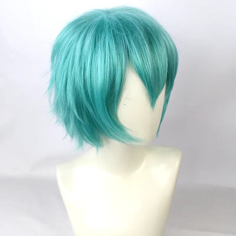 Мику Косплей костюм серебристый Изумрудный, M, Men wig only
