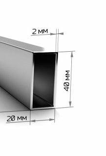 Труба профильная 40х20 2мм 1,0 метр 1шт ГОСТ металл (91)