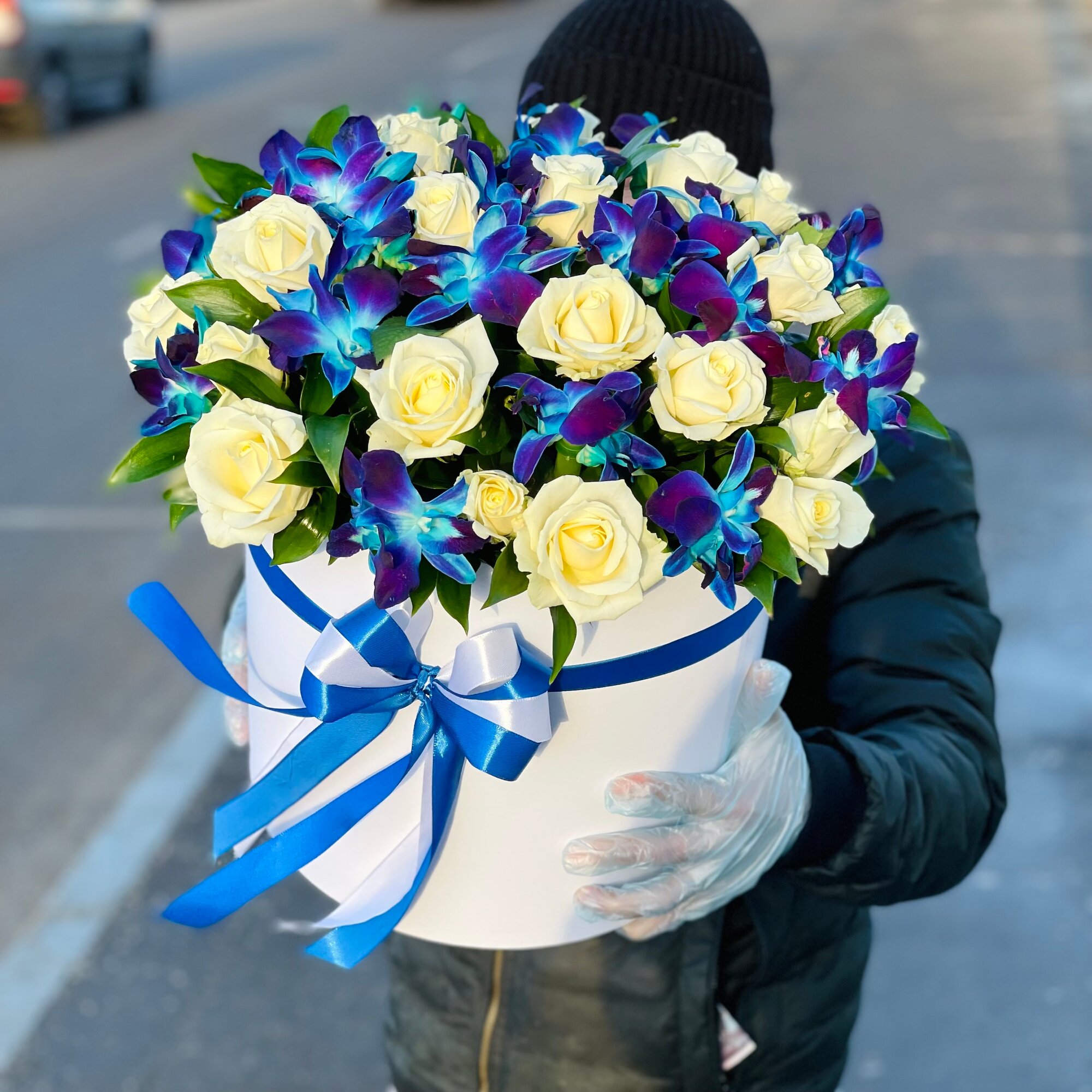 Букет Rybe-Flowers "Орхидея" XL, флористическая губка, 61 цветок