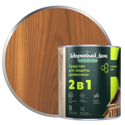 Деревозащитное средство Здоровый Дом 2в1 20 л , Орех.