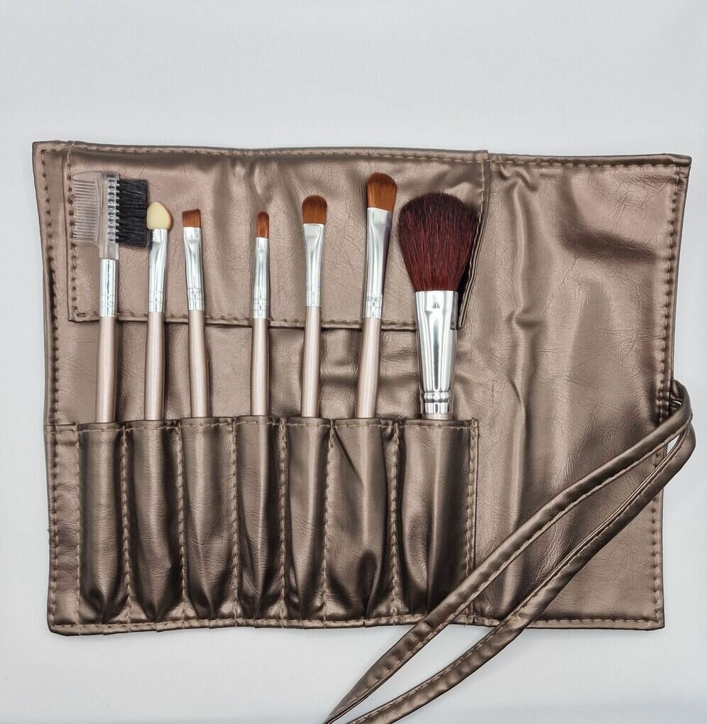 Y&M Набор кистей для визажа профессиональный 07шт, на завязках бронза